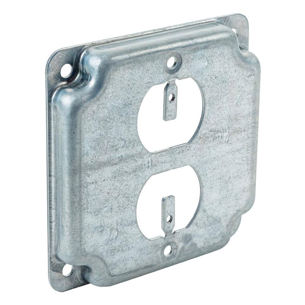 Southwire 4 in. Steel Metallic Square Box Cover Duplex (1-Pack) G1938 ...
