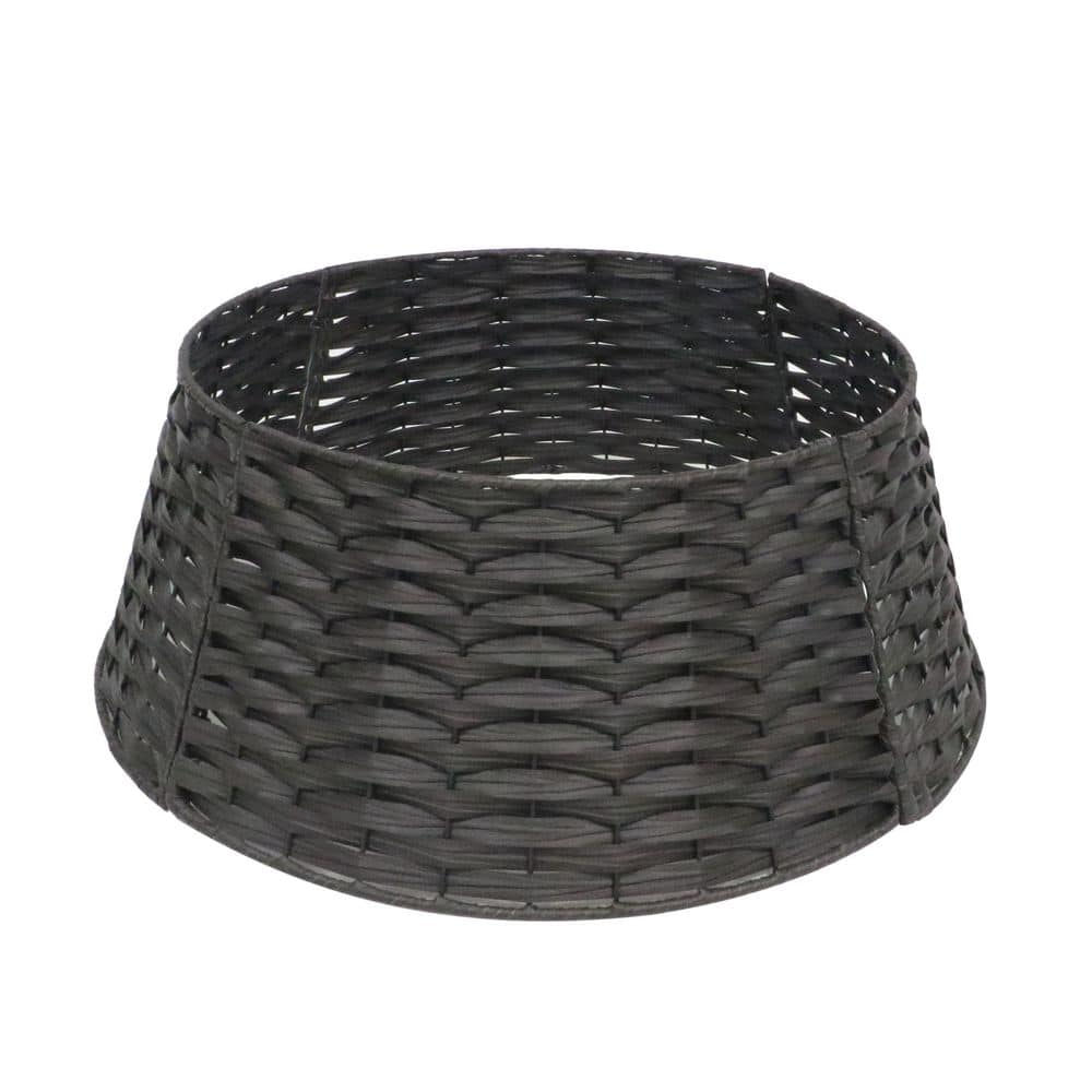 Puleo International Round 45 in. Brown Wood Tree Collar Skirt for 6 ft ...