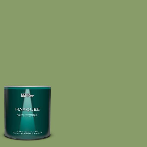BEHR MARQUEE 1 qt. #M370-5 Agave Plant Semi-Gloss Enamel Interior Paint ...