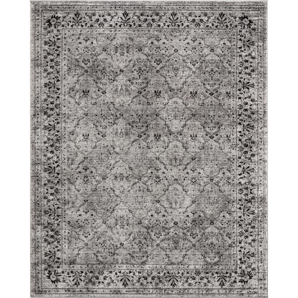 Well Woven Zazzle Argos Vintage Trellis Border Grey 7 ft. x 9 ft. Area ...