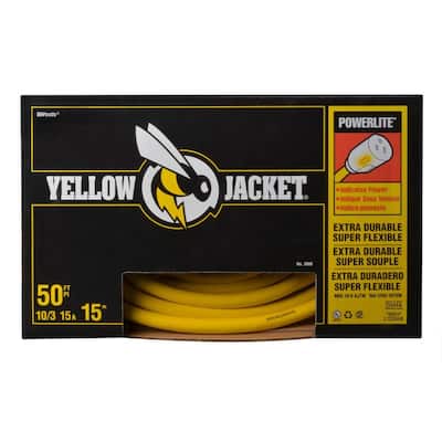 Yellow Jacket 50 ft. 10/3 SJTW Outdoor Heavy-Duty Extension Cord with T ...