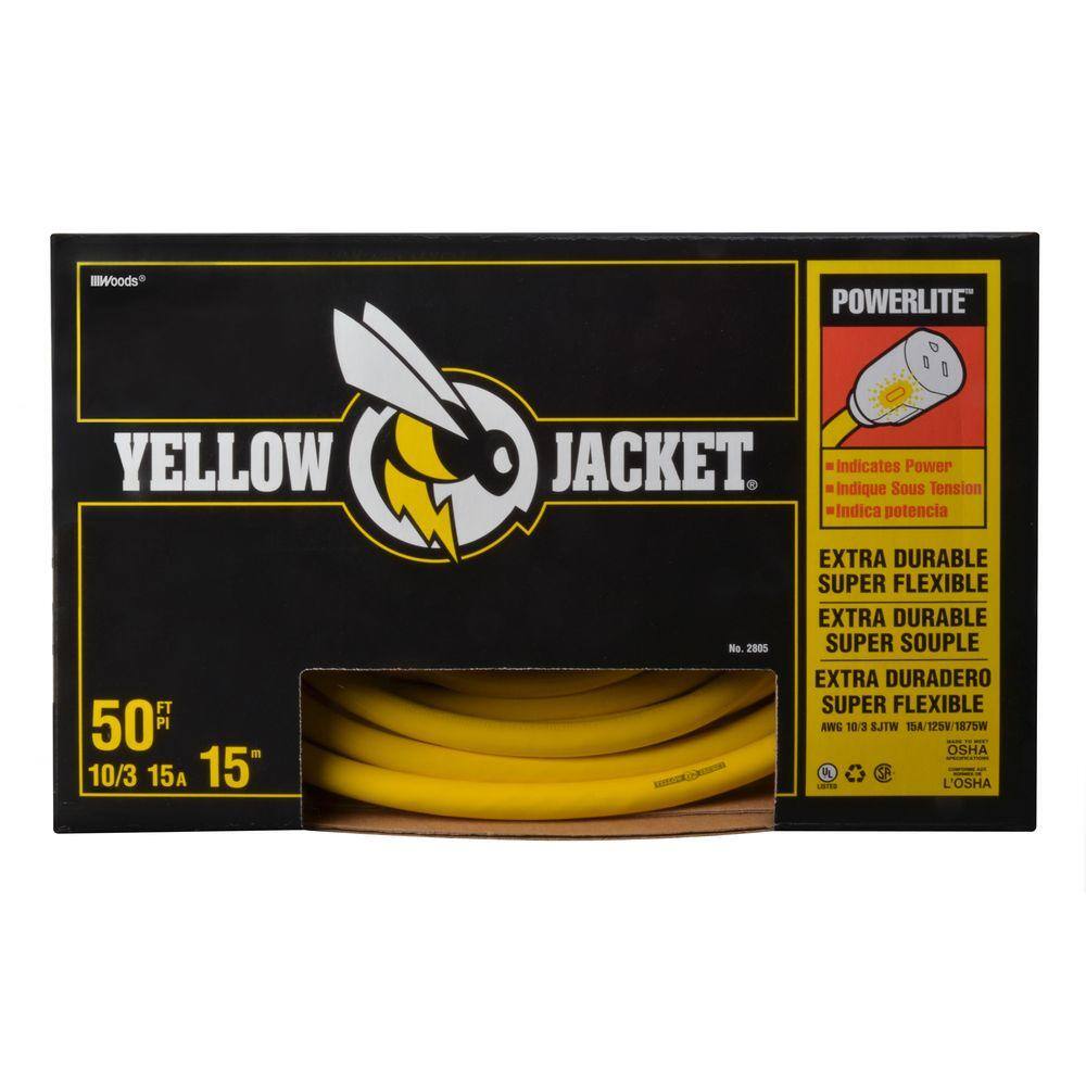 Yellow Jacket 50 ft. 10/3 SJTW Outdoor Heavy-Duty Extension Cord with ...