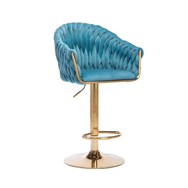 URTR 44 in. Blue Metal Frame Swivel Bar Stool, Adjustable Counter ...