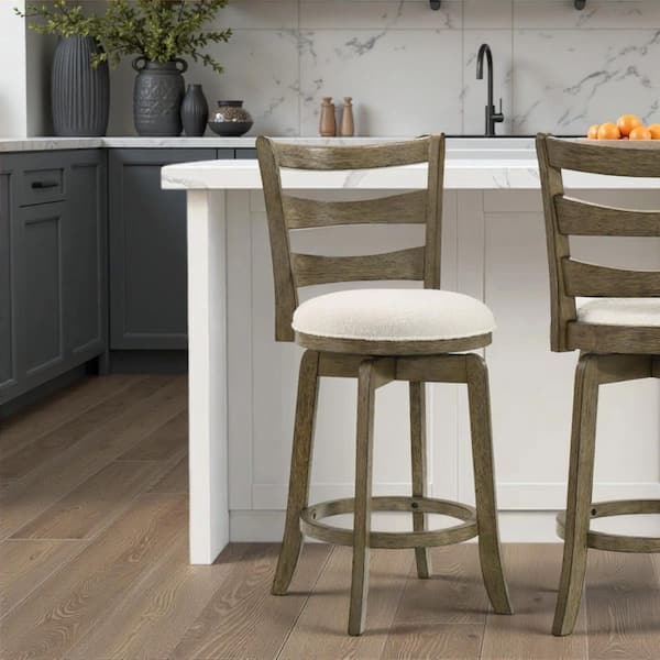 Armen Living Melindra 39 in. H Counter Height White Low Back Wood Bar ...