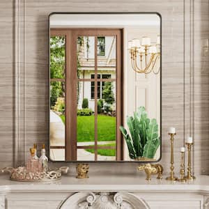 Jeedeson Gold 24 in. W x 24 in. H Round Fiberglass Framed Mirror HD59 ...