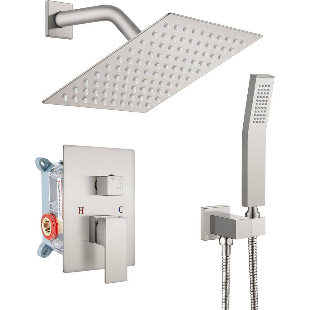 1-Handle Wall Mount Shower Trim Kit Brushed Nickel with Hand Shower-1. ...