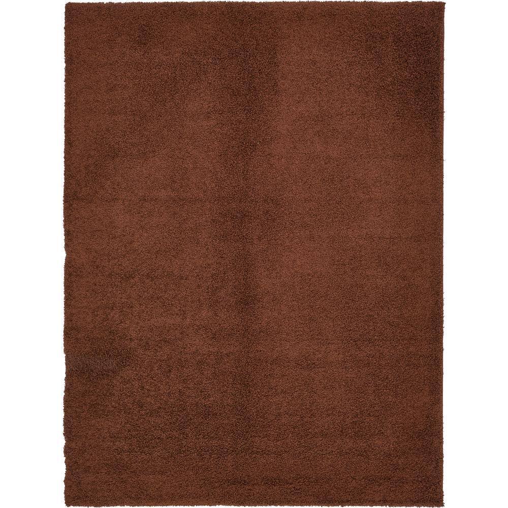 Unique Loom Solid Shag Chocolate Brown 10 ft. x 13 ft. Area Rug 3136089 ...
