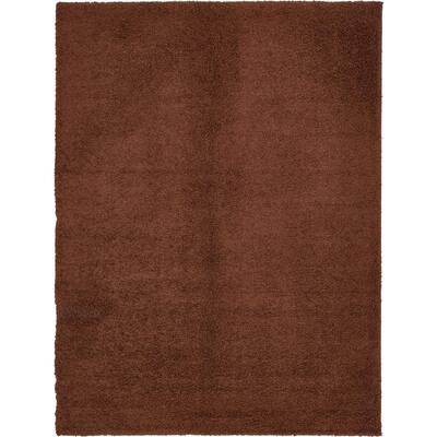 Unique Loom Solid Shag Chocolate Brown 9 ft. x 12 ft. Area Rug 3136090 ...