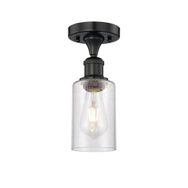 Innovations Clymer 3.88 in. 1-Light Matte Black Art Nouveau Semi-Flush ...