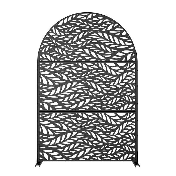 Lirago 72 in. x 47 in. Arched-Top Black Privacy Screen Galvanized ...