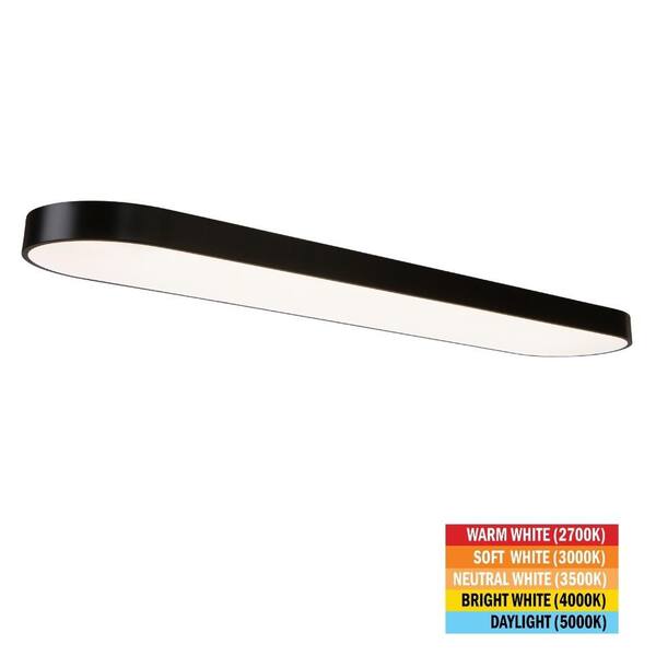 Commercial Electric 4 ft. x 10 in. Black LED Flush Mount Ceiling Light ...