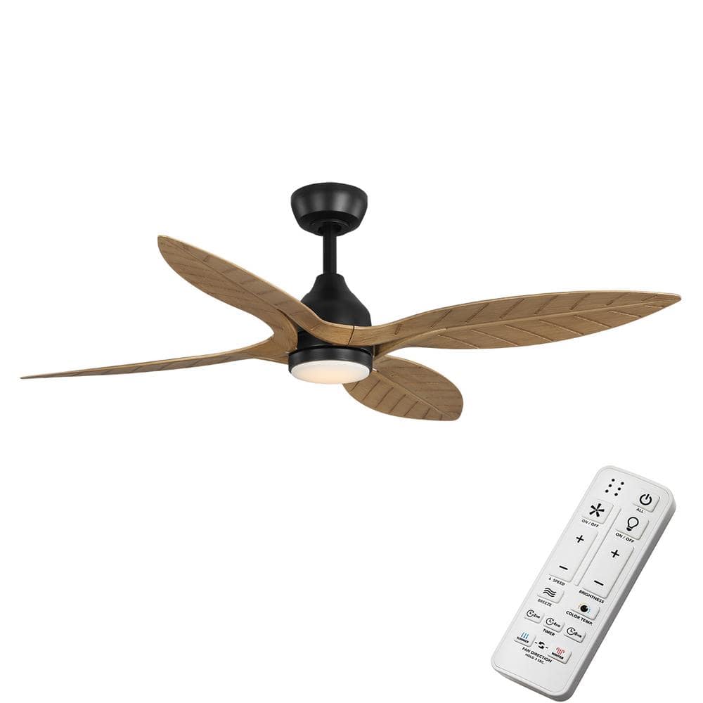 Hampton Bay Melba 54 in. Indoor/Outdoor Matte Black Ceiling Fan with ...