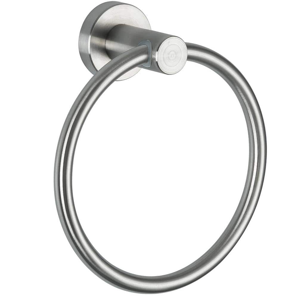 7 in. Round Wall Mounted Towel Ring in Matte Black W0401-Y3816 - The ...