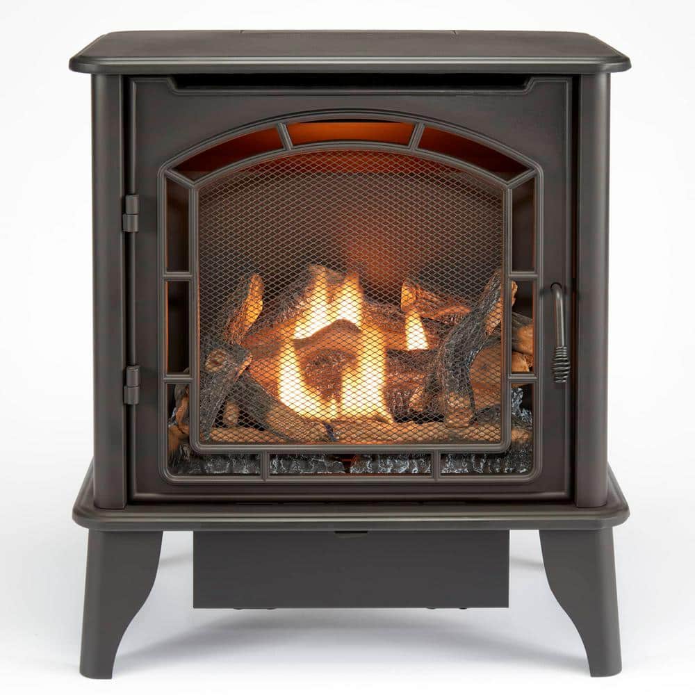 Bluegrass Living 23,000 BTU Panorama Vent-Free Dual Fuel 3-Sided Gas ...