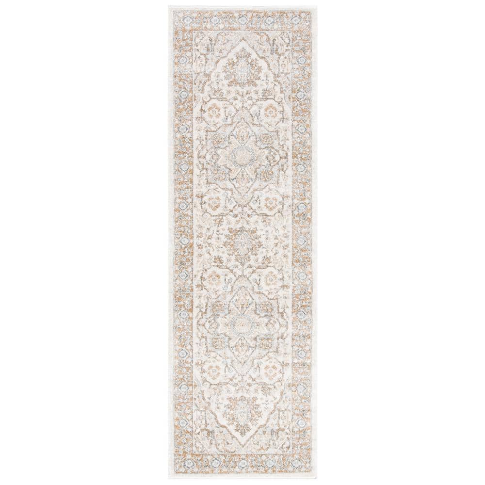 SAFAVIEH Isabella Cream/Beige 2 ft. x 7 ft. Medallion Border Runner Rug ...