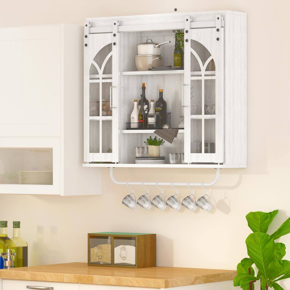 LORDEAR 30 in. W Sliding Barn Door Wall Mount Kitchen Storage Pantry ...