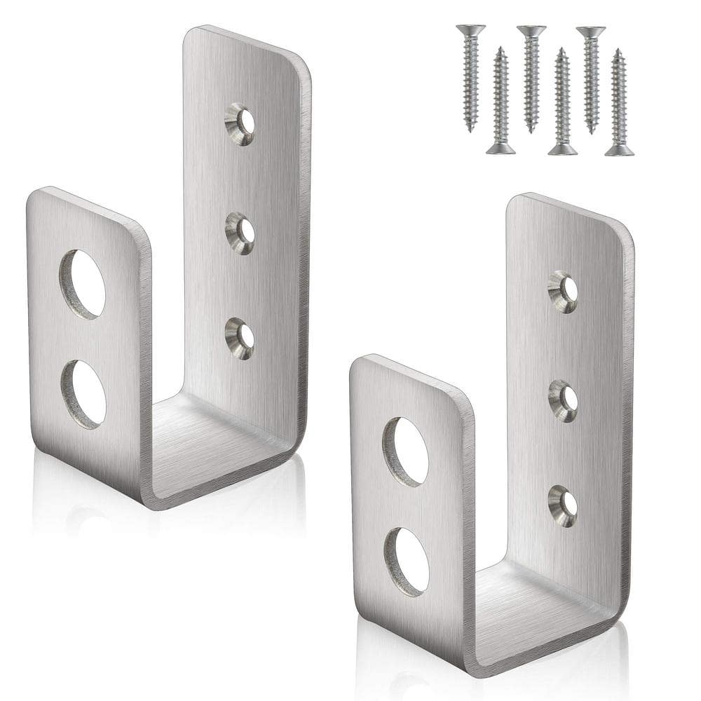 Angel Sar 2 in. x 4 in. Silver Door Barricade Brackets, Lumber Security ...