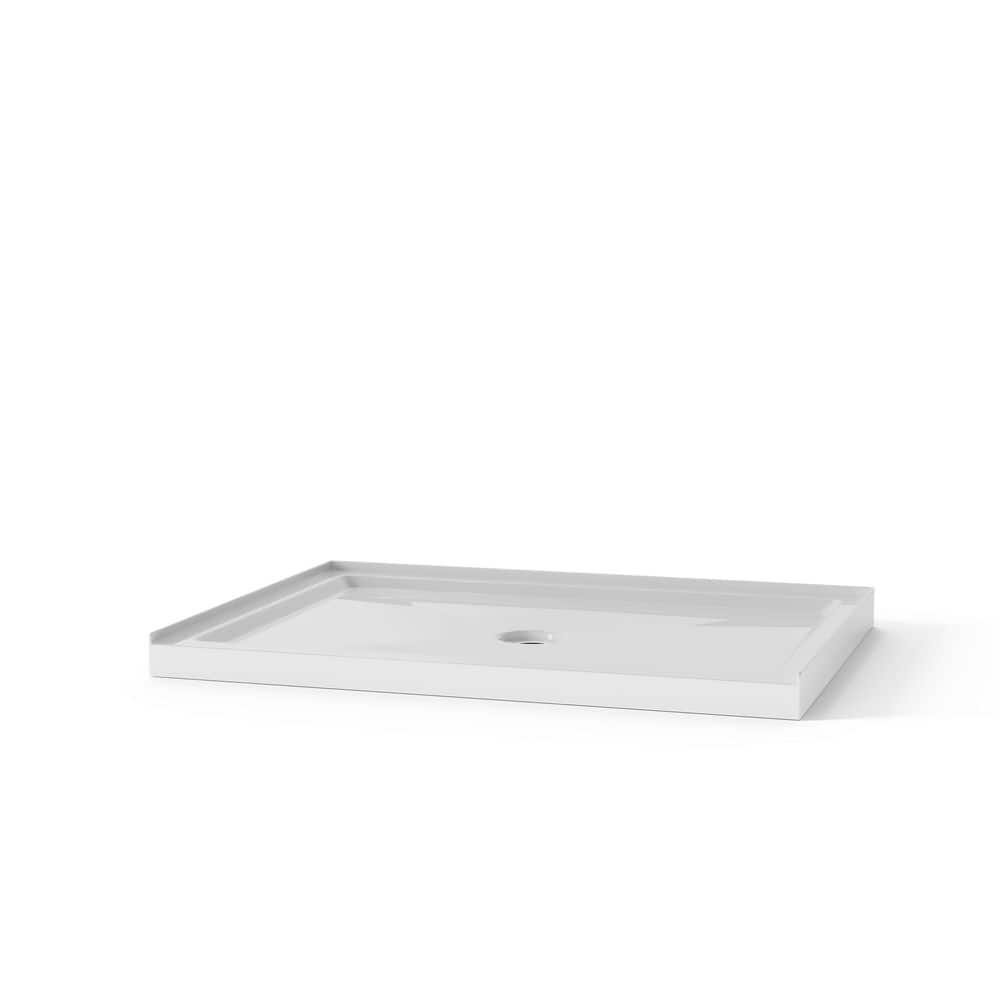 48 in. L x 32 in. W Alcove Corner Shower Pan Base with Center Drain in ...