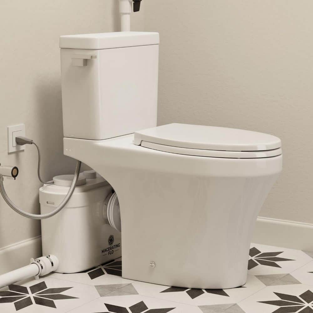 MaceratingFlo 2-Piece White Macerating Toilet 750W, 18 in. Elongated ...