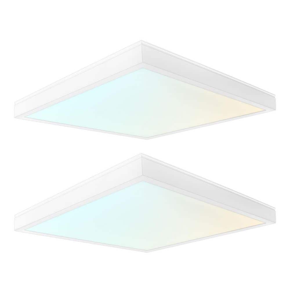 LUXRITE 1 x 1 ft. LED Slim Surface Panel Recessed Light 5CCT 2700K ...
