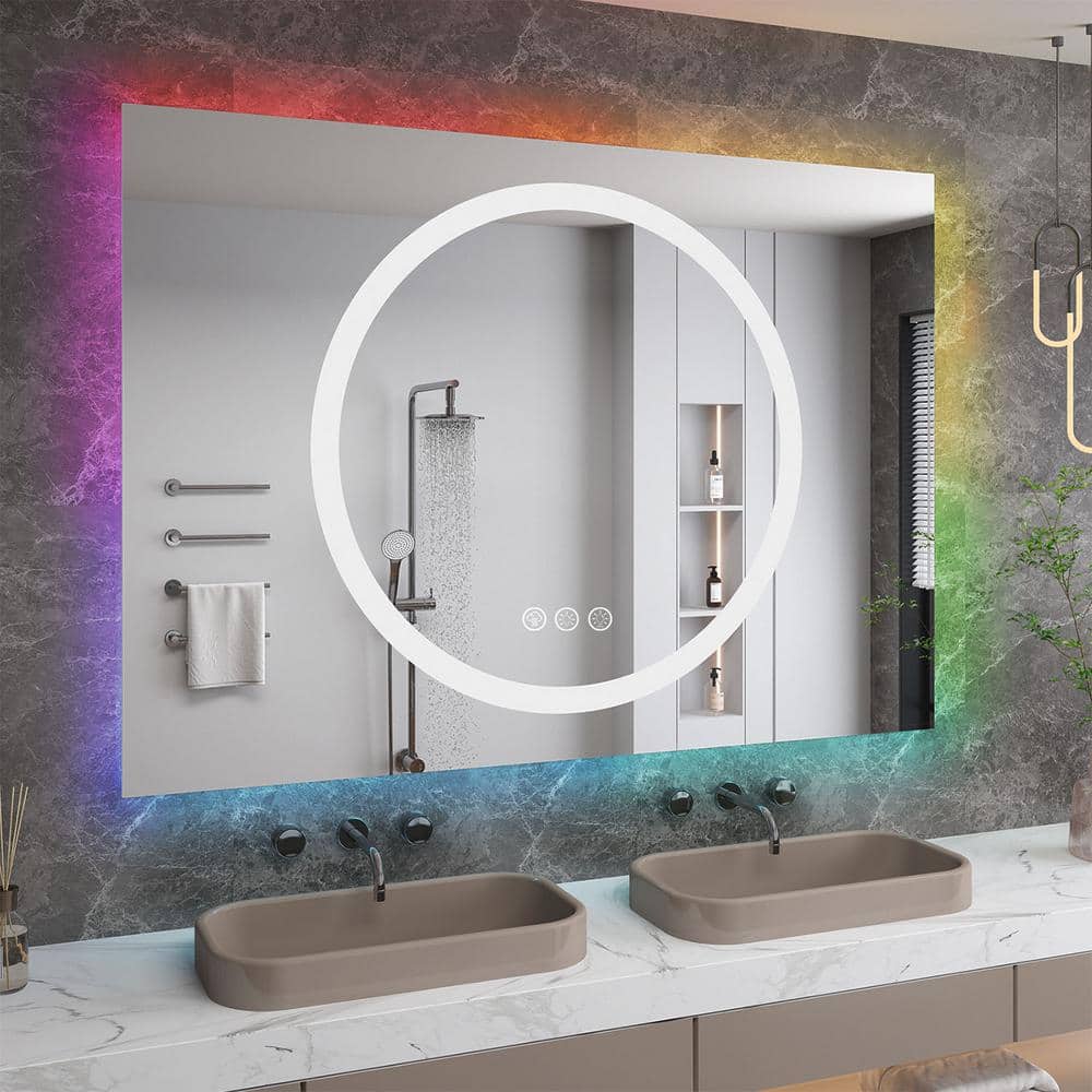 Apmir 48 in. W x 36 in. H Rectangular Frameless RGB BackliT, LED ...