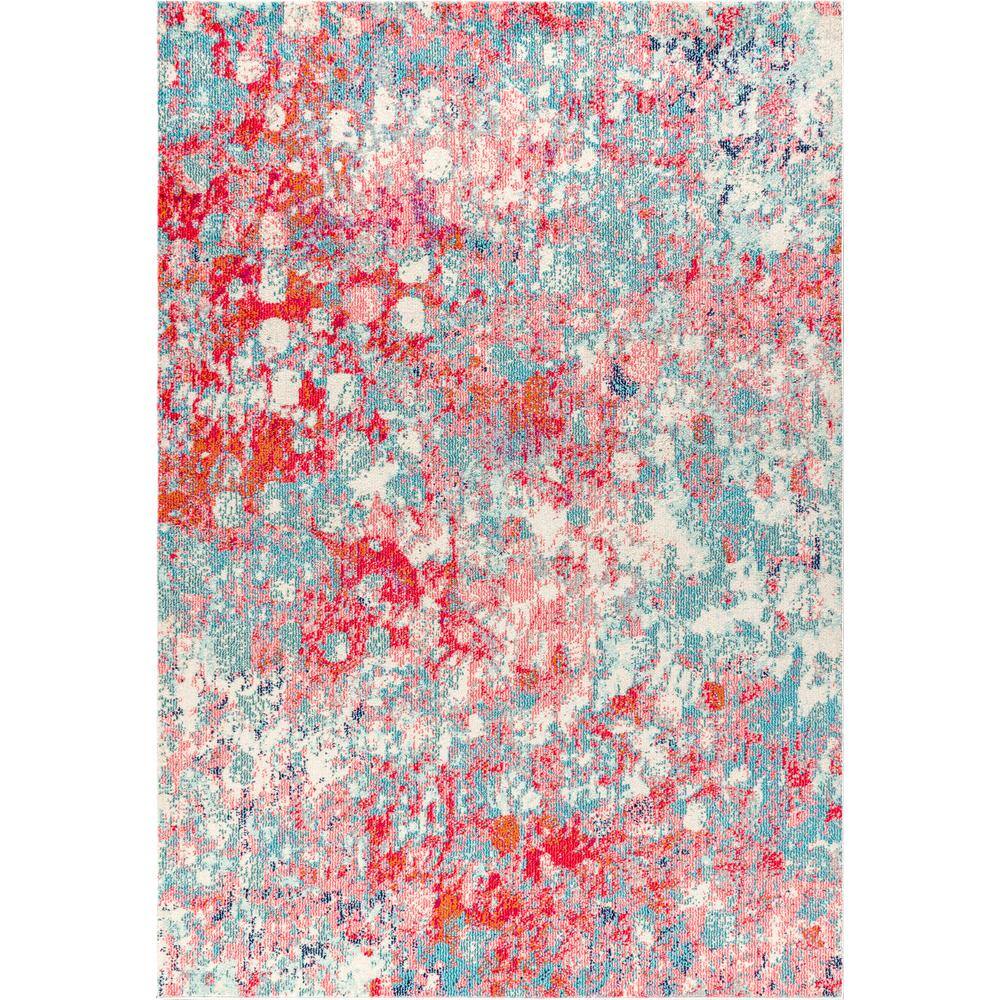JONATHAN Y Contemporary Pop Modern Abstract Blue/Red 8 ft. x 10 ft ...
