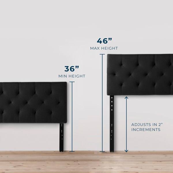 Brookside Emmie Adjustable Black Queen Upholstered Low Profile Headboard with Diamond Tufting BSQQRDBK21HB