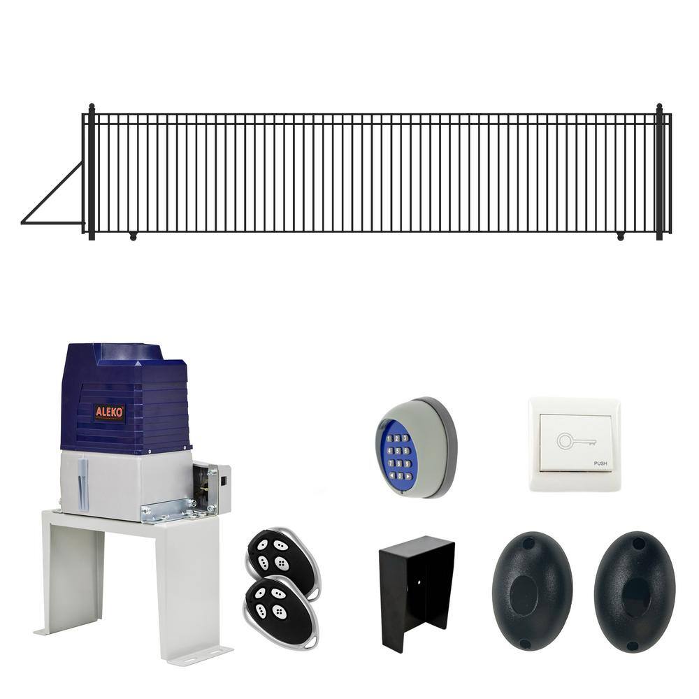 ALEKO 30 ft. x 6 ft. Automated Steel Sliding Driveway Gate and Gate ...