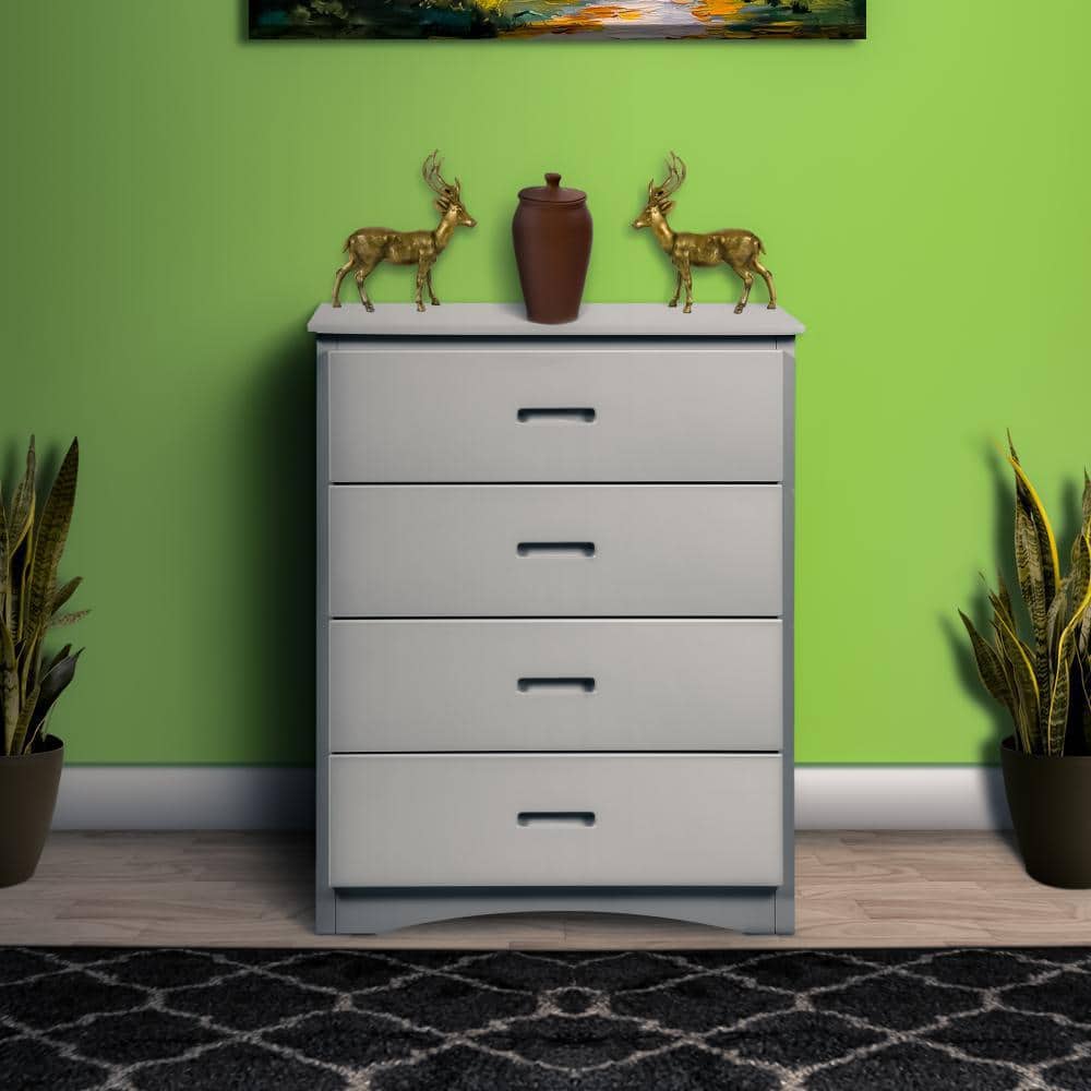 Benjara 30 in. Gray 4-Drawer Chest of Drawers BM219870 - The Home Depot