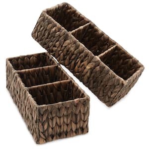 Casafield Brown Natural 14.25 in. x 6 in. Wicker Woven Hyacinth ...