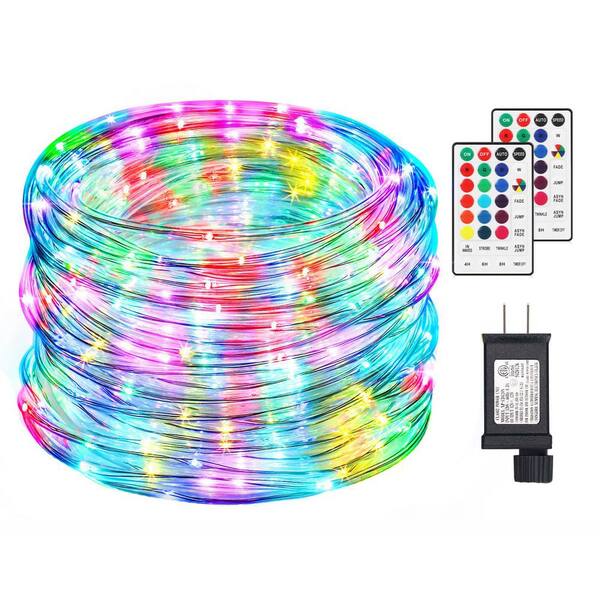 OBJLGEV 99 ft. Outdoor 16 Colors Plug-In Integrated LED Rope Light (1 ...