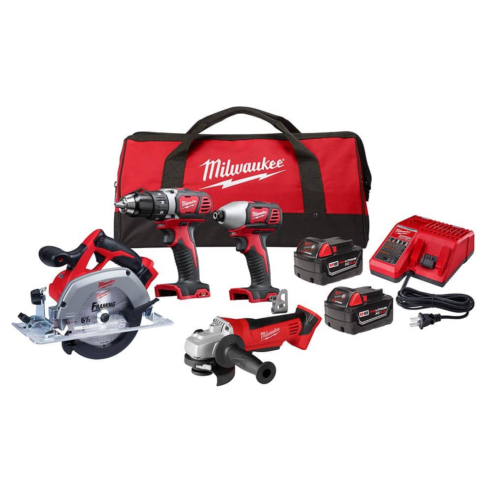 Milwaukee M18 18V Lithium-Ion Cordless Combo Tool Kit (4-Tool) with Two ...