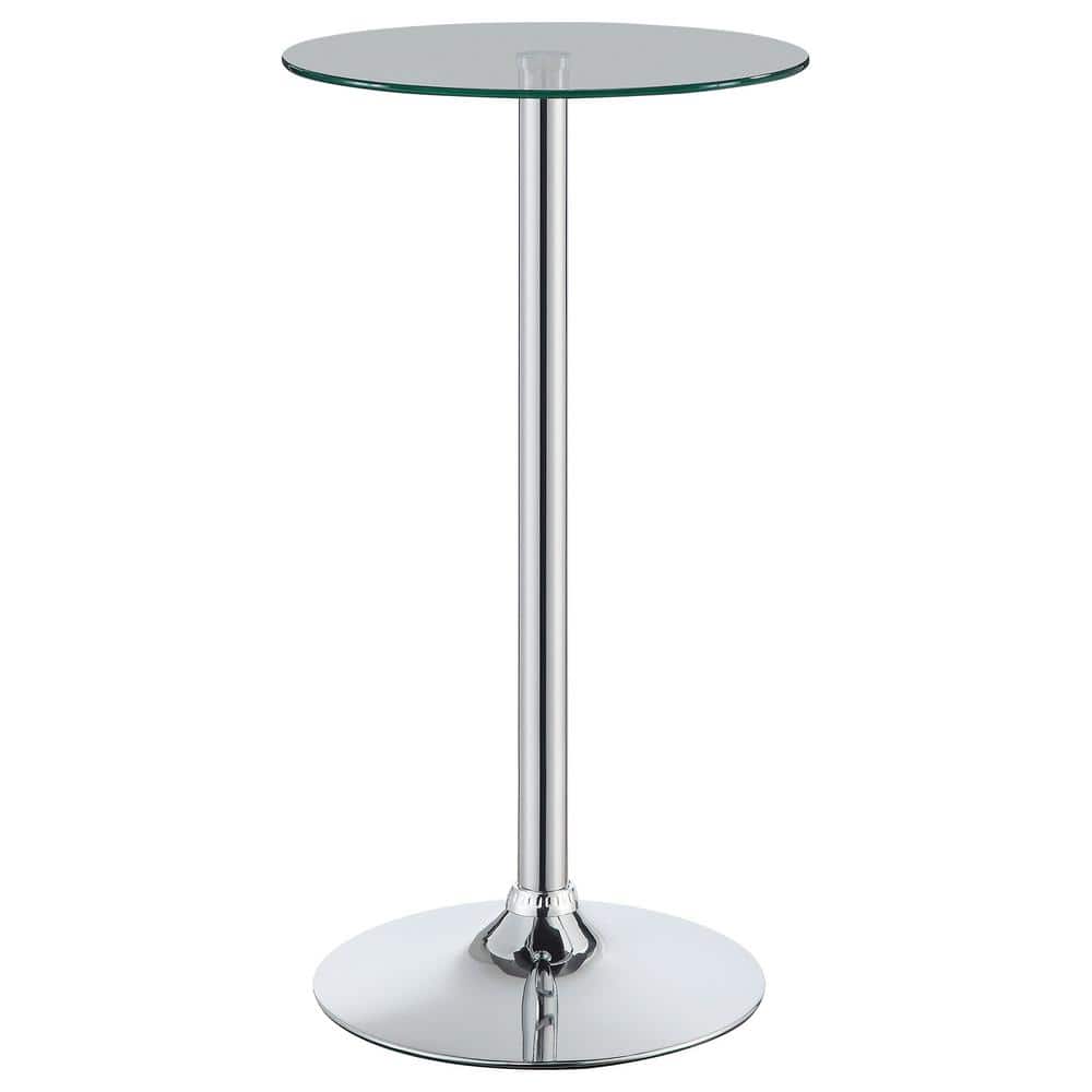 Coaster Round Chrome and Clear Bar Table 120341 - The Home Depot