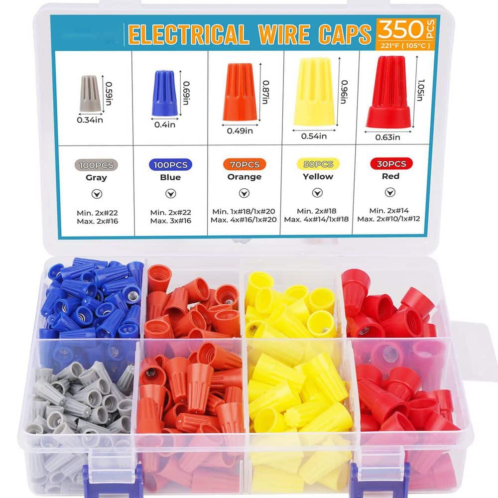 350-Pieces Nuts Colorful Wire Caps Kit Electrical Wire Connectors Twist ...