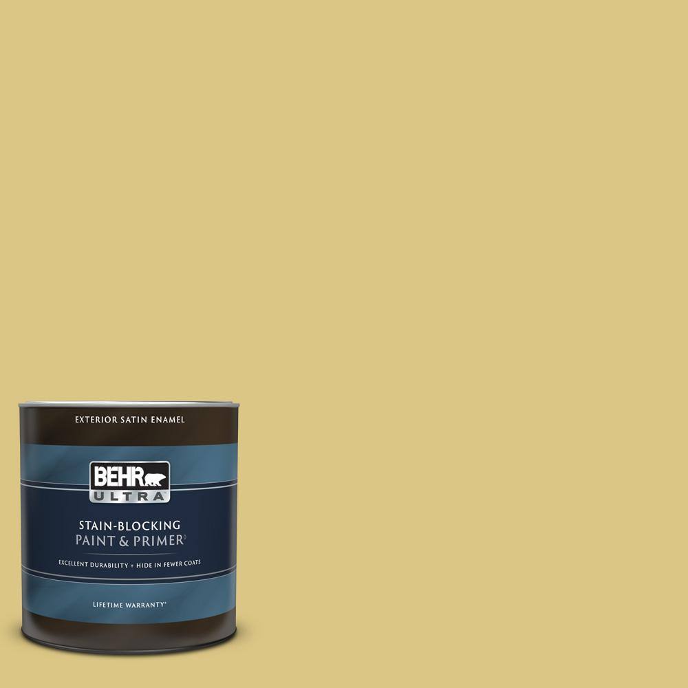 BEHR ULTRA 1 qt. #390D-5 Sea Kelp Satin Enamel Exterior Paint & Primer ...
