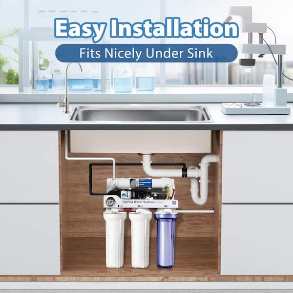 ISPRING Tankless 5 Stage 150 GPD De Ionization Reverse Osmosis Water Filtration System with Pump and DI Water Filter RCC1DP The Home Depot