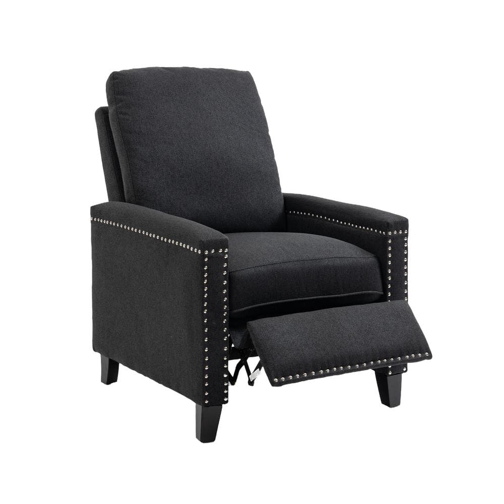 HOMEFUN Modern Black Velvet Comfortable Upholstered Wingback Recliner ...