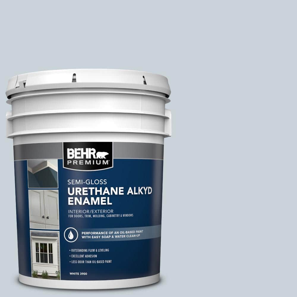 BEHR PREMIUM 5 gal. #N480-1 Light Drizzle Urethane Alkyd Semi-Gloss ...