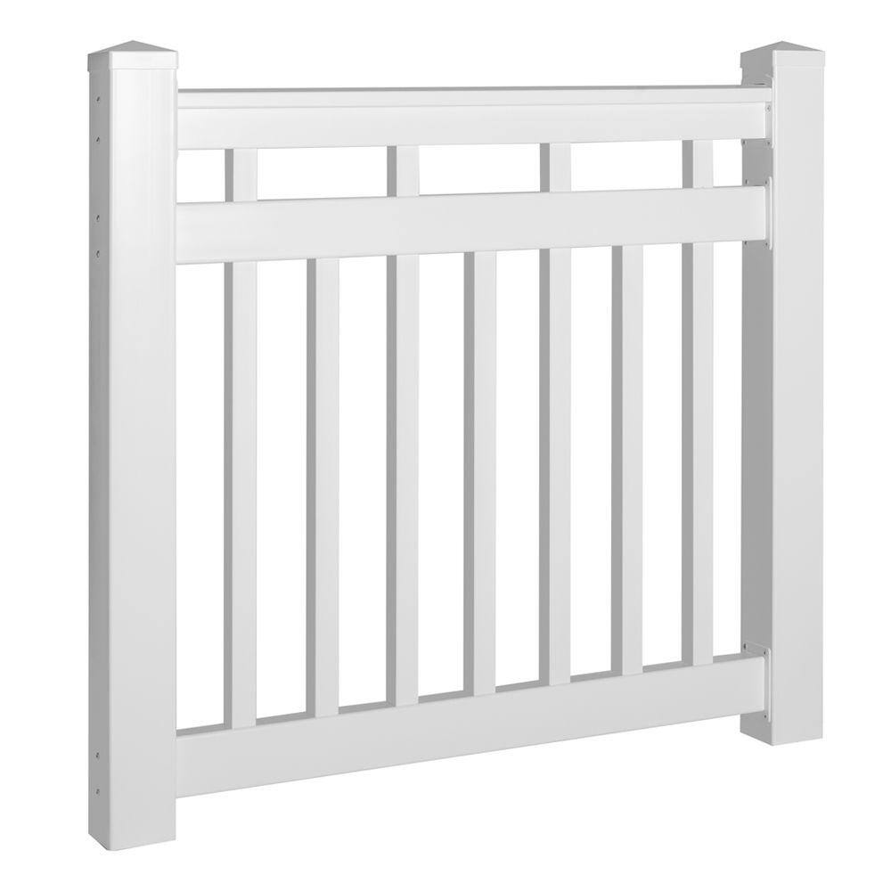 Weatherables Hallandale 3.5 ft. H x 5 ft. W White Vinyl Railing Gate ...