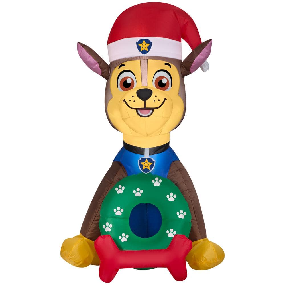 Gemmy 3 ft. Tall Christmas Inflatable Airblown-Chase in Santa Hat with ...