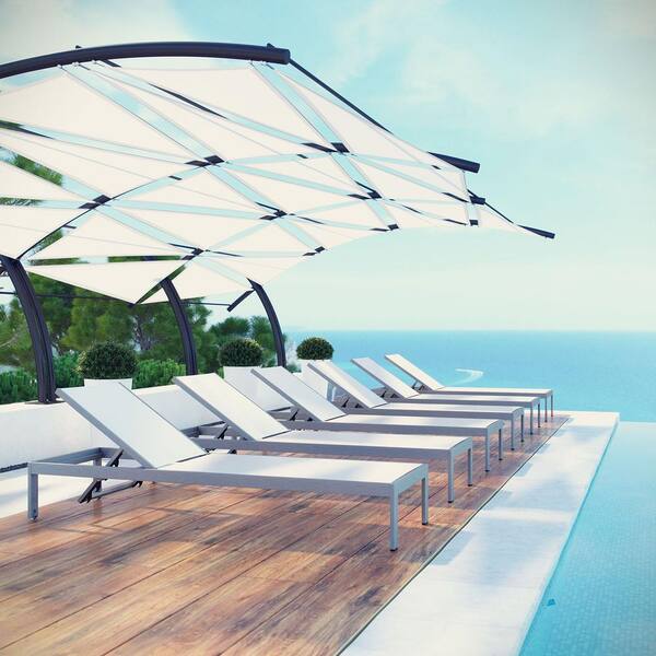 MODWAY Shore Aluminum Textilene Mesh Outdoor Patio 6-Poolside Chaise ...