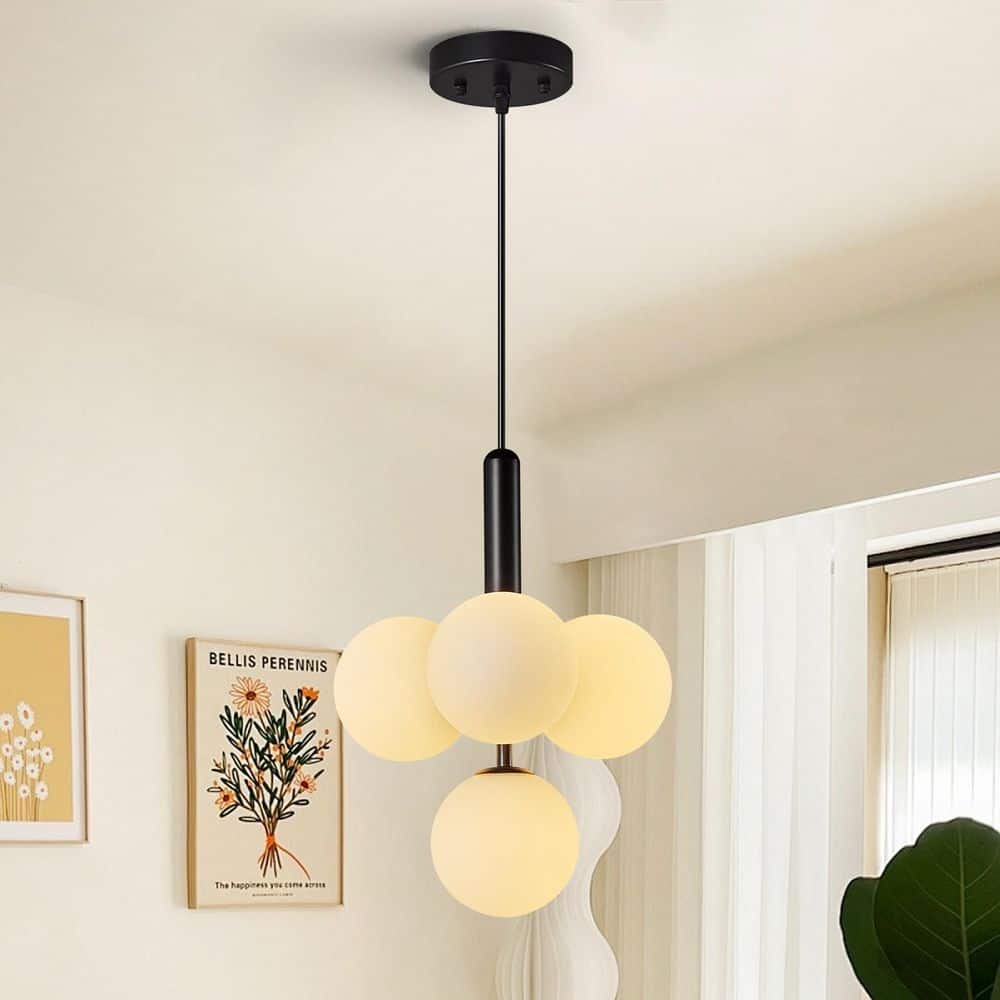 ZHLWIN Home Lighting 40w 4Light 11. 02in Modern Black Glass Semi ...