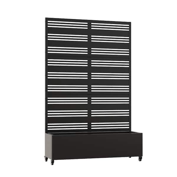 SpassWay 6 ft. H x 4 ft. W Metal Planter Box with Trellis Black AHD ...