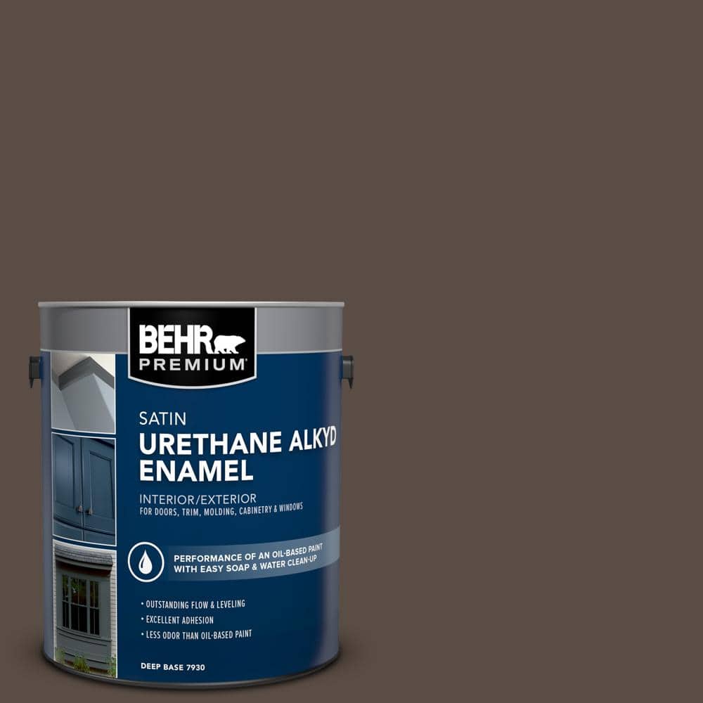 BEHR PREMIUM 1 gal. #PPU5-19 Dark Truffle Urethane Alkyd Satin Enamel ...