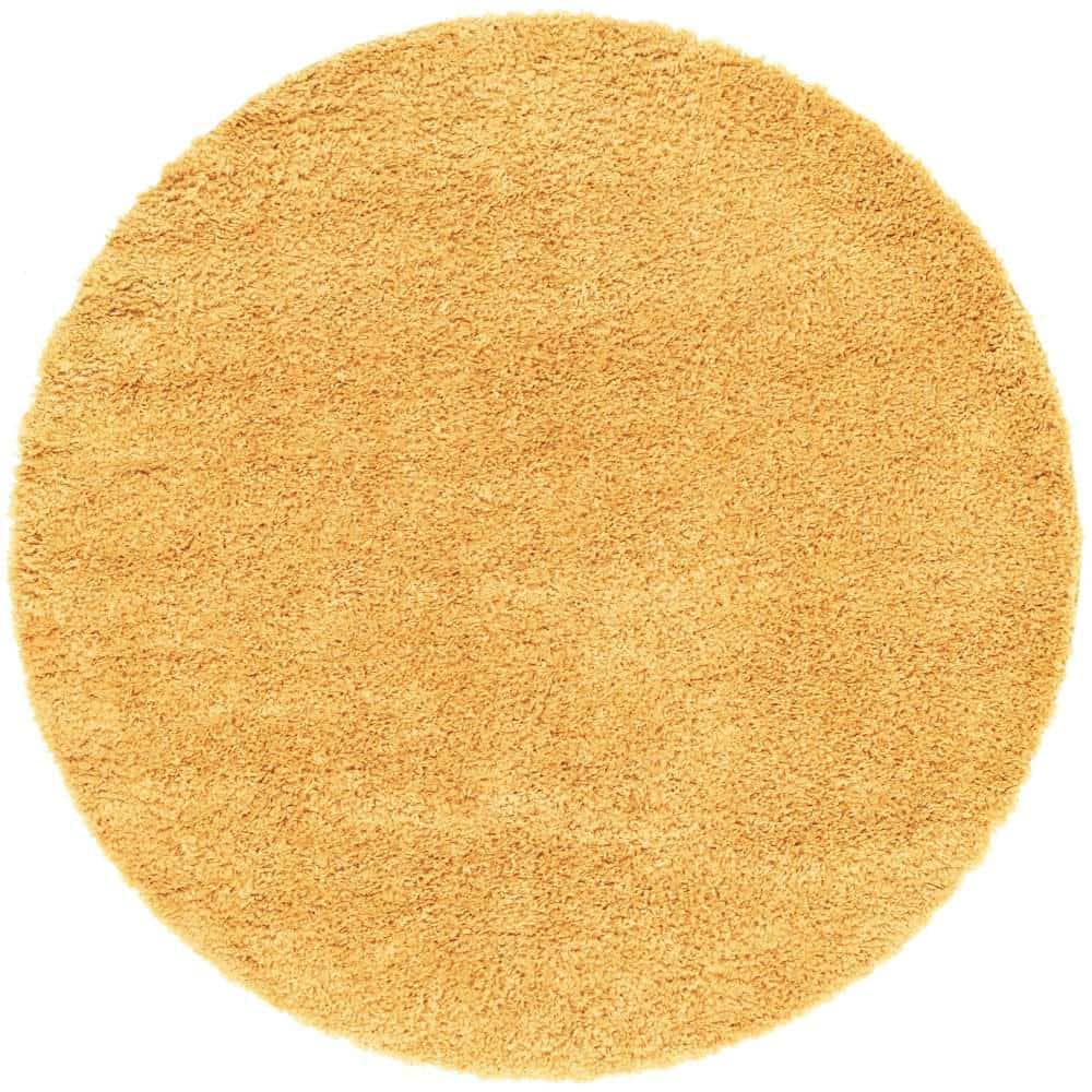 Unique Loom Sun Yellow 10 ft. x 10 ft. Davos Shag Solid Area Rug ...