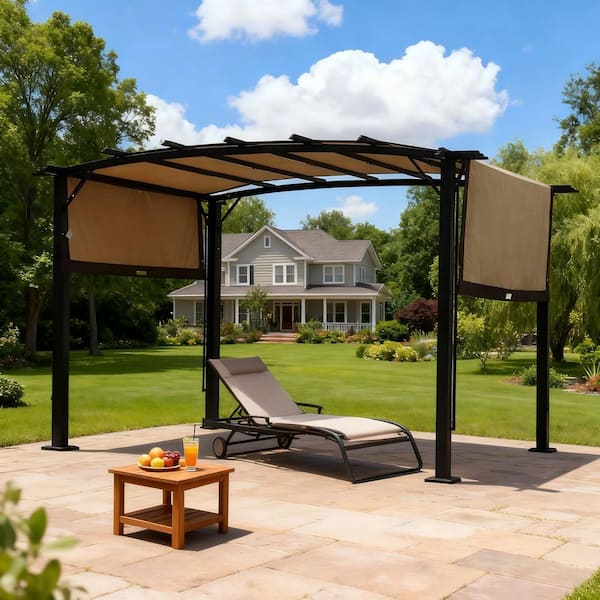 GoldHydroin 12 ft. x 9 ft. Outdoor Gazebo with Double Roof, Mosquito ...