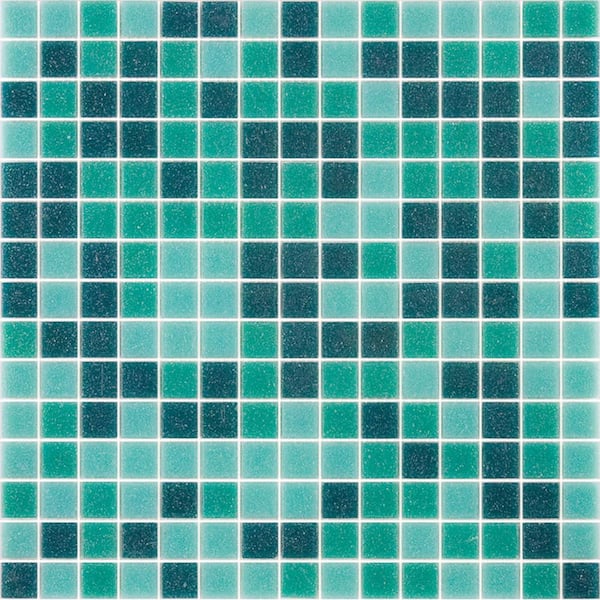 Apollo Tile Mingles 12 in. x 12 in. Glossy Persian Green Glass Mosaic ...