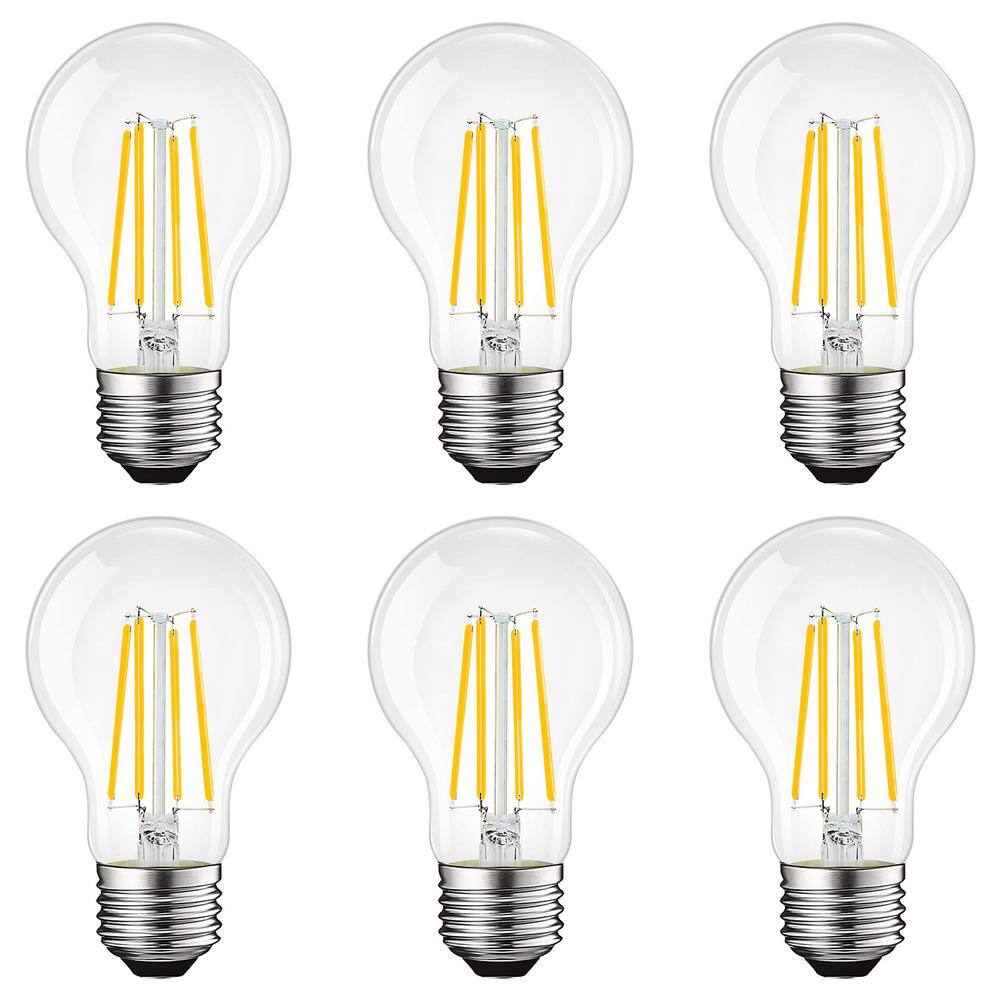 LUXRITE 100-Watt Equivalent, A19 LED Light Bulbs Clear Glass Filament ...