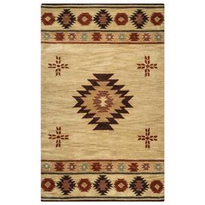 Ryder Tan/Burgundy 5 ft. x 8 ft. Native American/Tribal Area Rug ...
