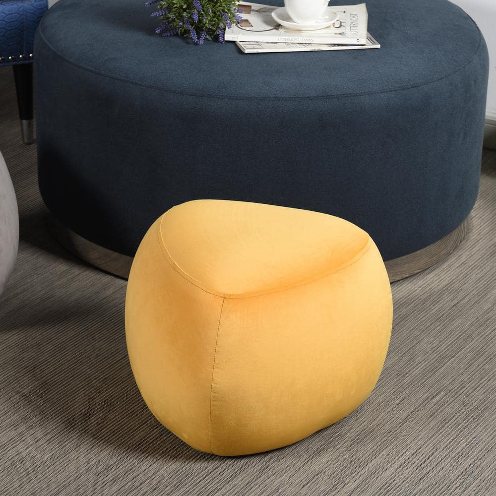StyleCraft River Rock Harvest Gold Yellow Polyester Triangle Small Pouf ...